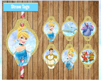 Princess Rapunzel Straw Toppers, Printable Princess Straw Tags, Tangled ...