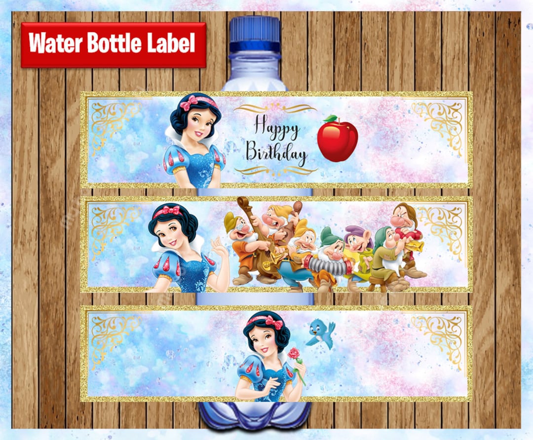 Princess Snow White Water Bottle Labels, Printable Princess Water ...
