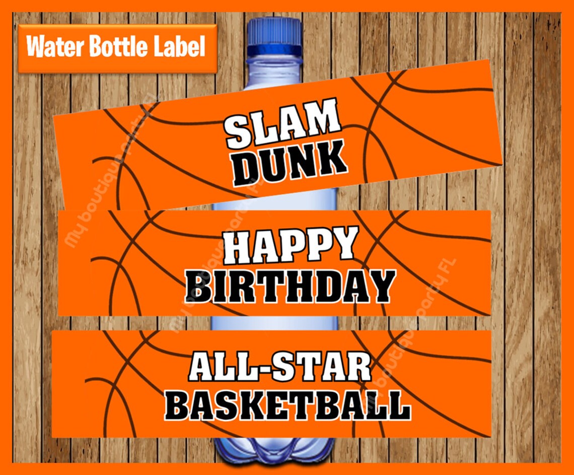 Basketball Water Labels Instant Download, Basketball Water Bottle ...