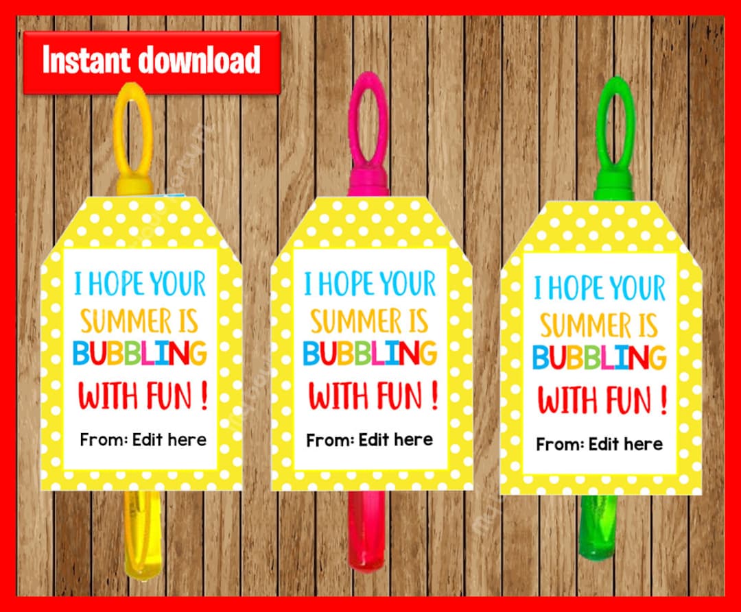 Summer Break, End of School Year Classmate Gift Tags, INSTANT DOWNLOAD ...