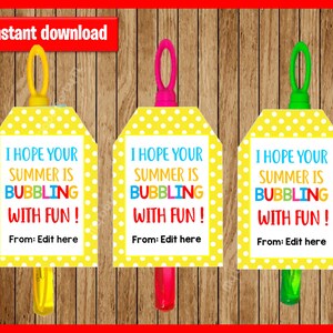 Summer Break, End of School Year Classmate Gift Tags, INSTANT DOWNLOAD ...