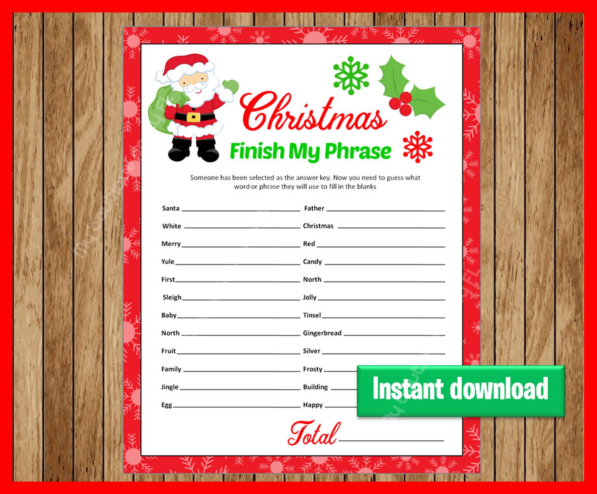 Christmasgame, What's Santa Thinking,christmasword Game, Finish My ...
