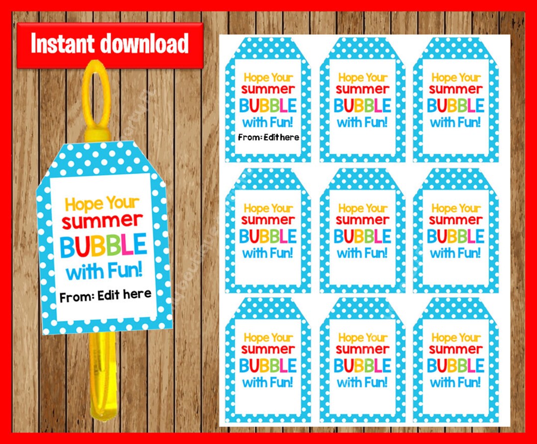 Summer Break, End of School Year Classmate Gift Tags, INSTANT DOWNLOAD ...