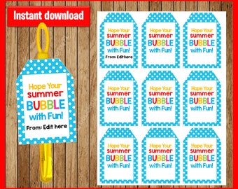 Summer Break, End of School Year Classmate Gift Tags, Bubbling With Fun ...