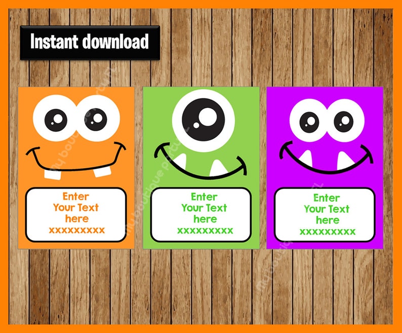 9x Make Your Own Monster Gift Tags and Bag Toppers, for Monster ...