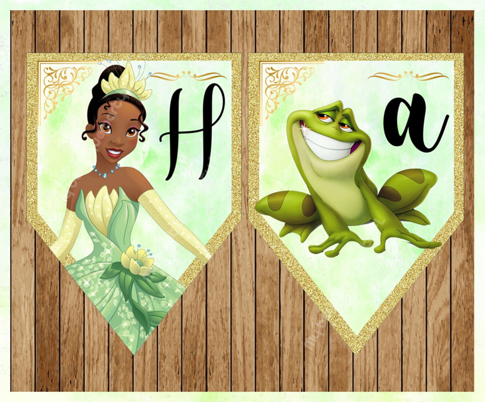 Princess Tiana Banner, Printable Princess Triangle Banner, the Princess ...