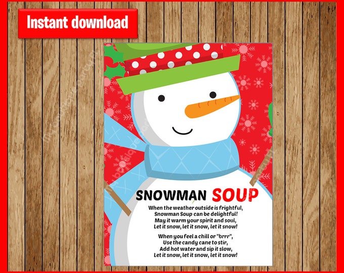 Editable SNOWMAN SOUP Gift Tags, Snowman Soup, Treat Bag Topper, Goodie ...