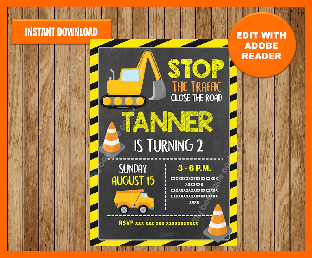 Construction Birthday Invitation Construction Birthday Construction ...