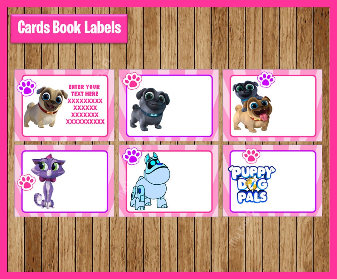 Puppy Dog Pals Printable Cards, Tags, Book Labels, Stickers, Kids Cards ...