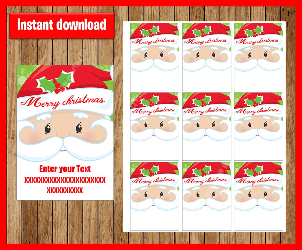 Santa Claus Gift Tags Christmas Favor Tags Christmas Present Tags Santa ...