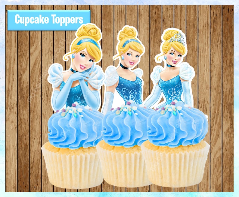 Princesa Cenicienta Cupcake Toppers, Cupcake Toppers, Favores de fiesta ...