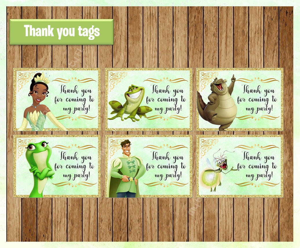Princess Tiana Thank you tags Printable Disney Princess tags | Etsy