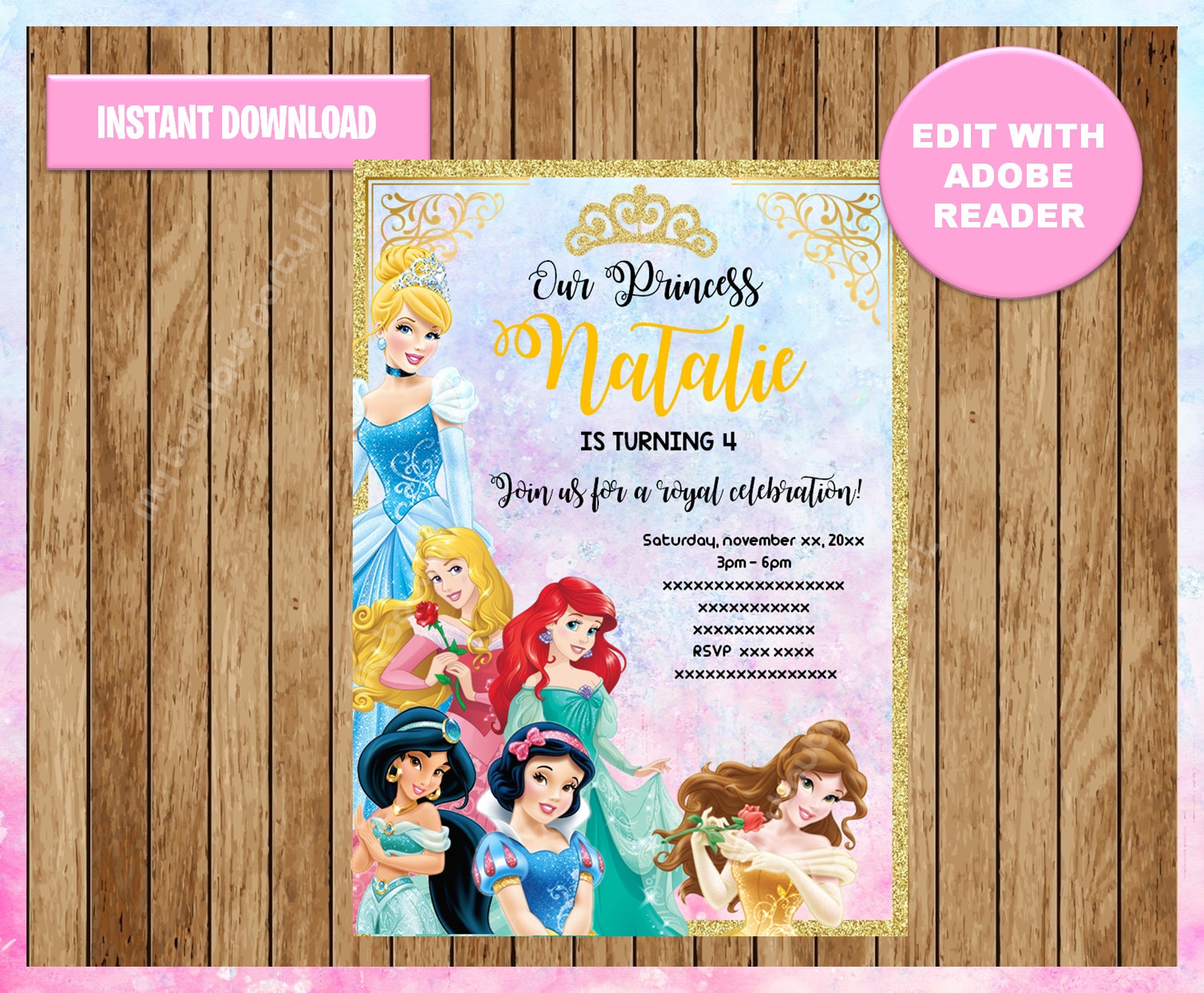 Princess Party Invitation Princess Birthday Invitation - Etsy