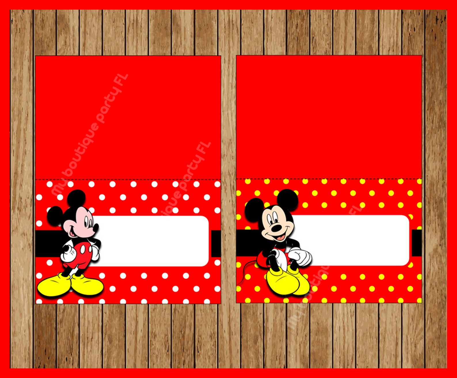 Mickey Mouse Food Tent Cards Instant Download, Printable Red Mickey ...