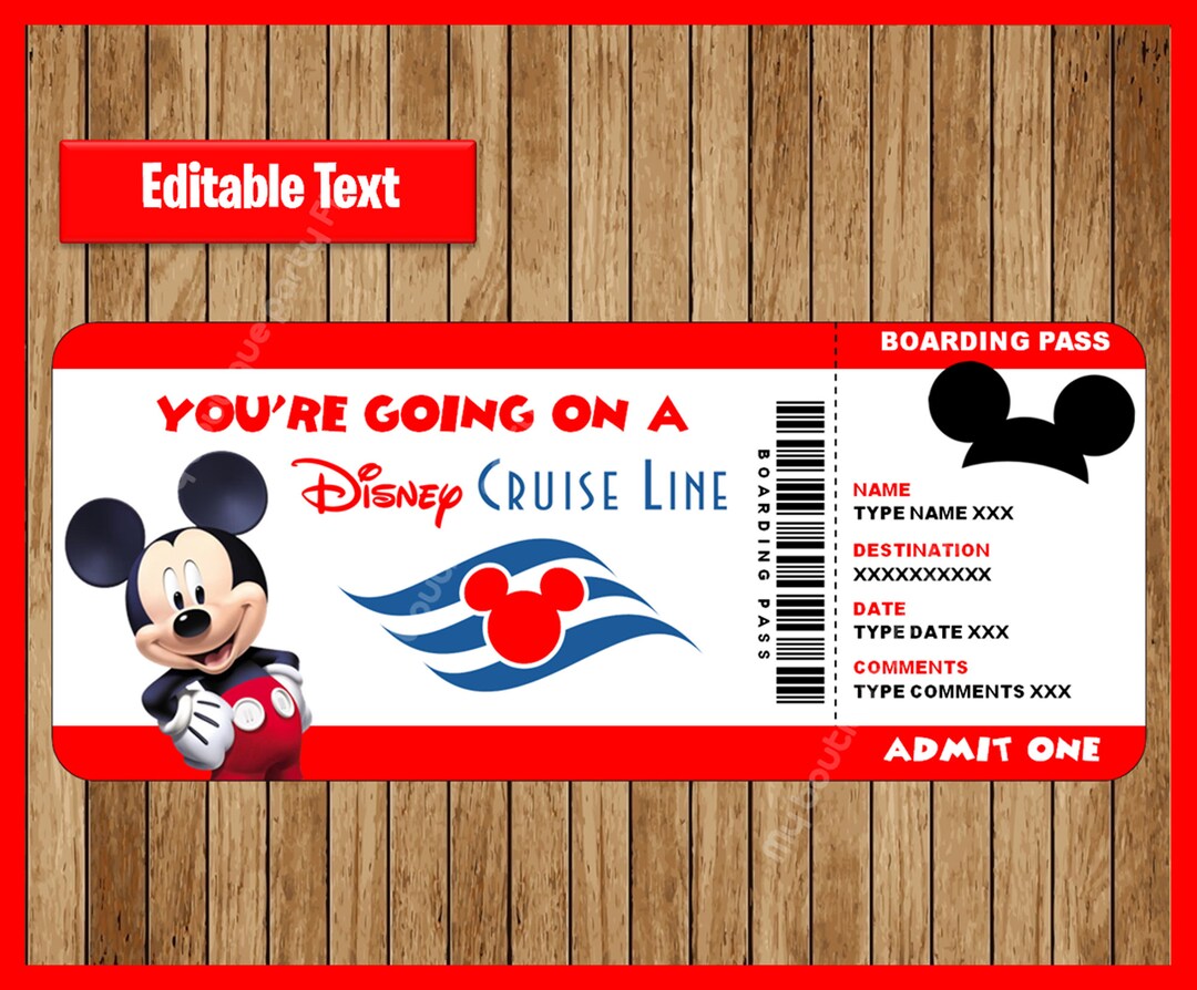 Disneycruise Ticket, Mickey Mouse, Surprise Gift Ticket, Printable ...