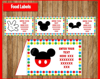Mickey Mouse Food Labels - Etsy