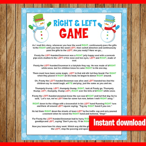 Free Left Right Christmas Game - Etsy