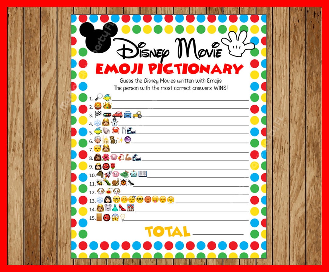 Movie EMOJI Pictionary Children's Birthday Party Game, Mickey Themed ...