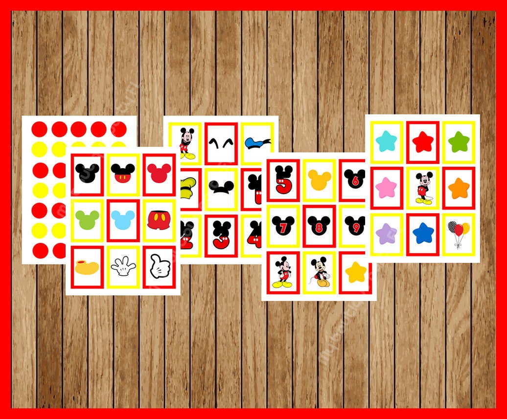 Mickey Mouse Bingo Game Printable 20 different Cards | Etsy