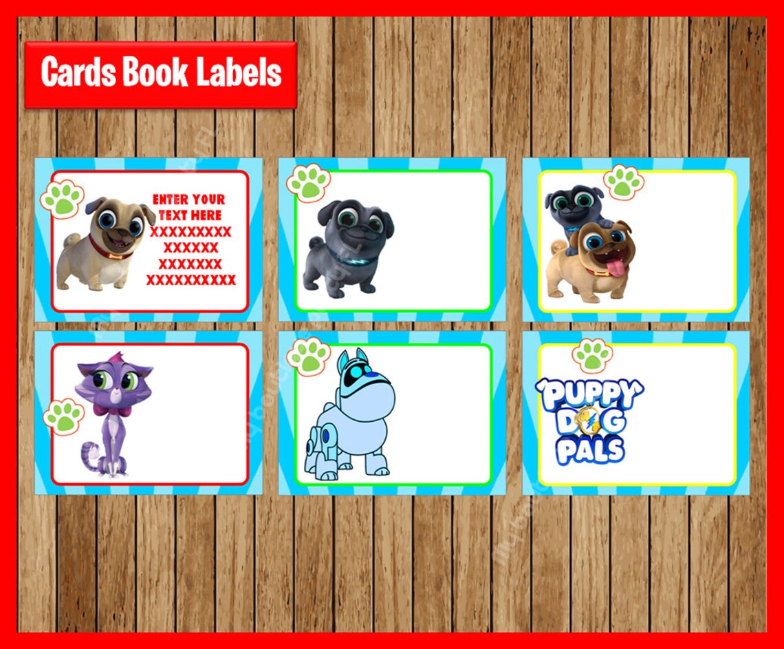 Puppy Dog Pals Printable Cards Tags Book Labels Stickers - Etsy