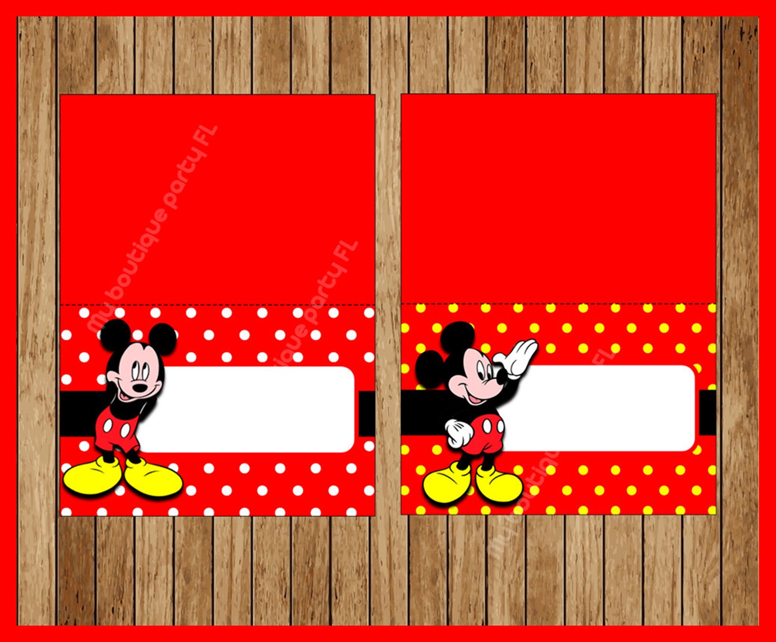 Mickey Mouse Food Tent Cards Instant Download, Printable Red Mickey ...