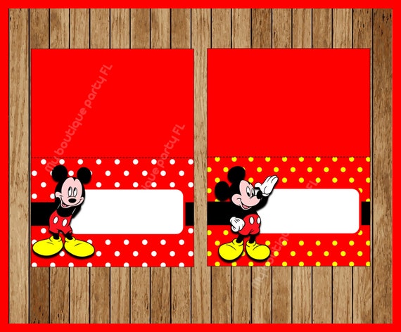 Mickey Mouse Food Labels Printable CUSTOMIZED Mickey Food Labels