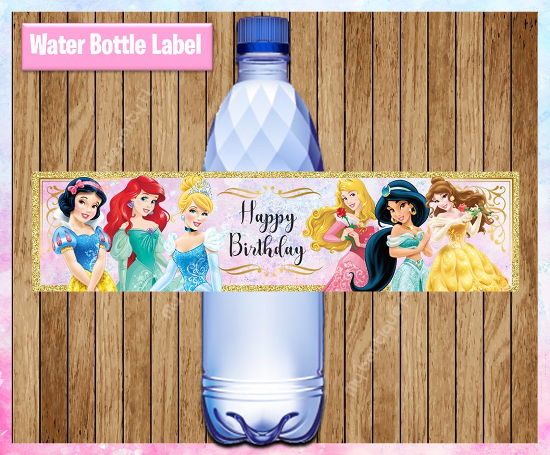 Princess Water Bottle Labels, Printable Princess Water Labels, Princess ...