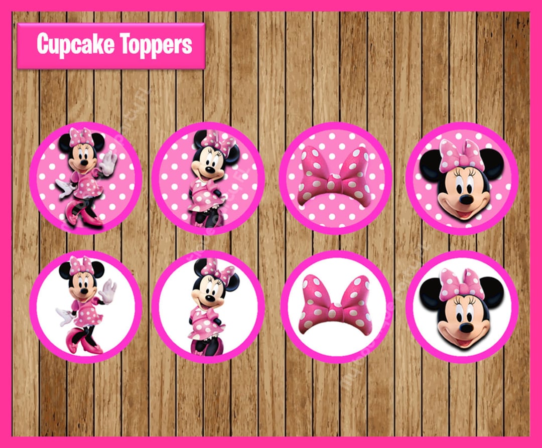 Pink Minnie Mouse Toppers Instant Download, Printable Minnie Mouse ...
