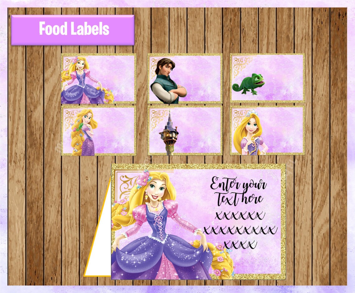 Princess Rapunzel Food Labels Printable Princess Food Tent - Etsy