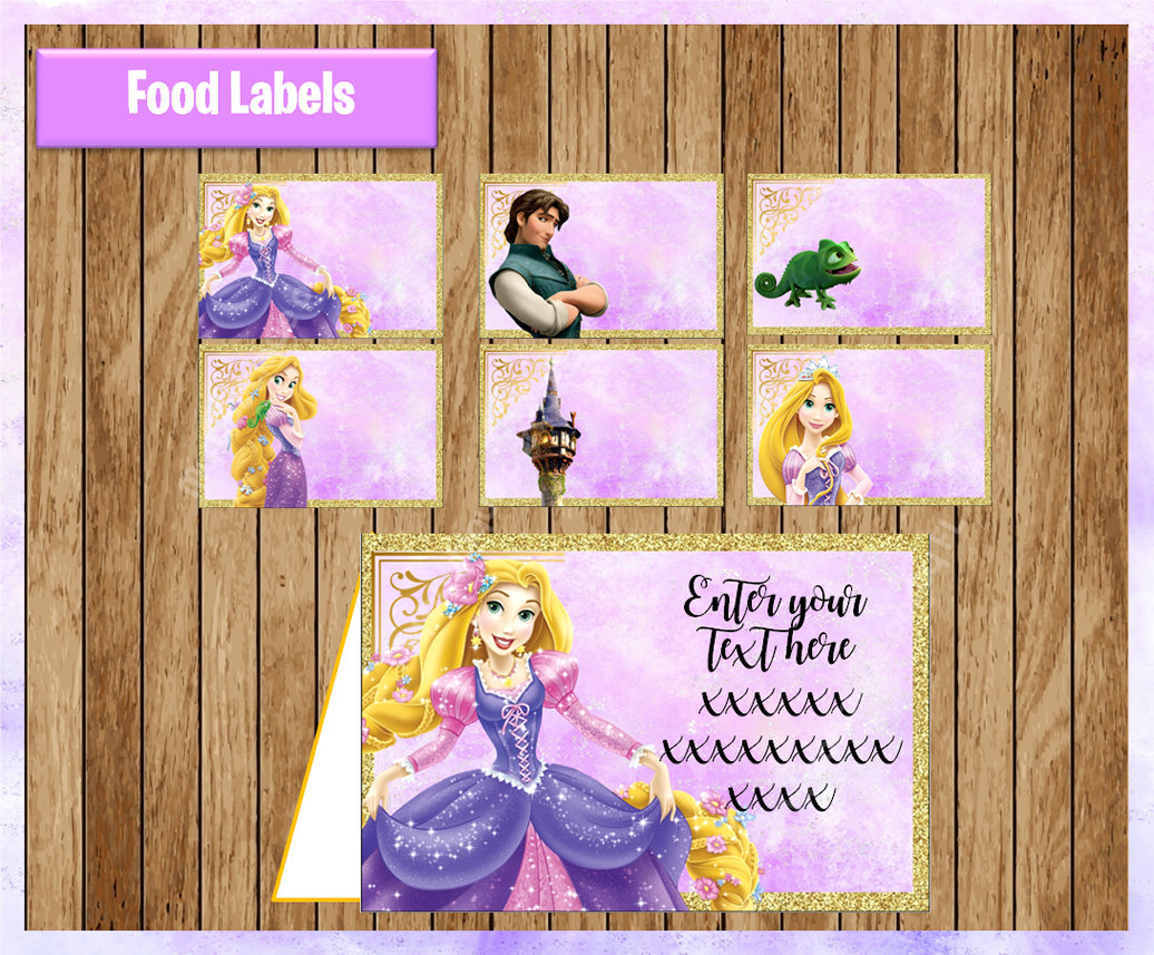 Princess Rapunzel Food Labels Printable Princess Food Tent - Etsy UK