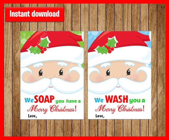 Printable Hand Soap Gift Tags We WASH You Merry Christmas & | Etsy