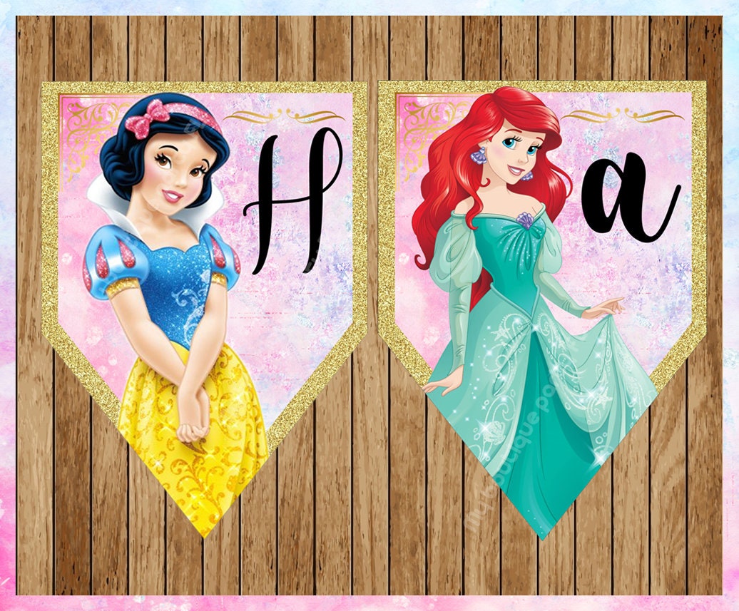 Princess Banner, Printable Princess Triangle Banner, Princess Party ...