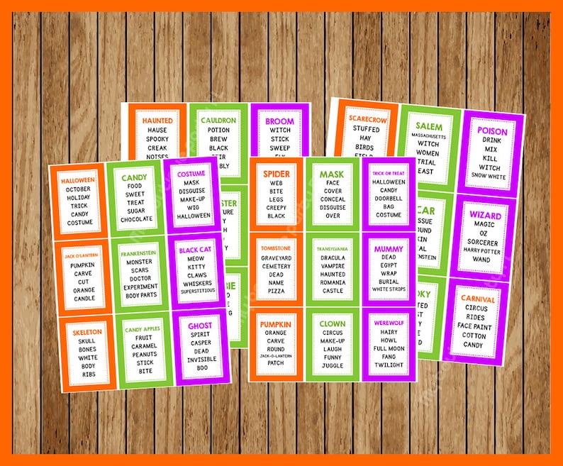 Halloween Taboo, Fun Party Game for Kids, Teens, and Adults, Printable ...