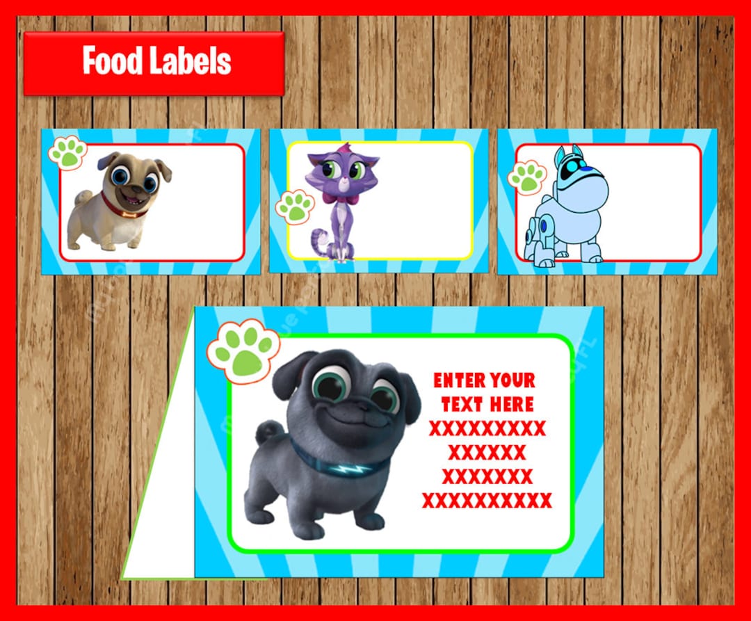 Puppy Dog Pals Food Tent Cards Instant Download, Printable Puppy Dog ...