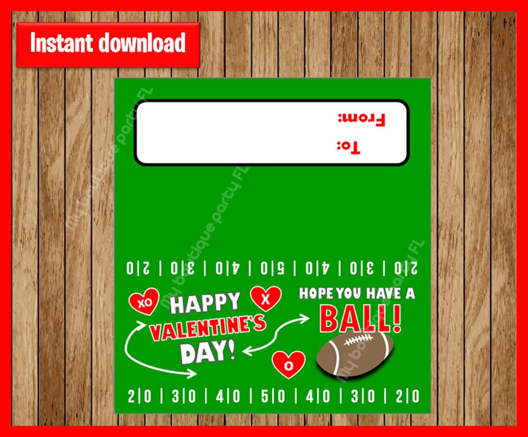 Football Valentine's Day - Printable Valentine Treat Bag Toppers ...