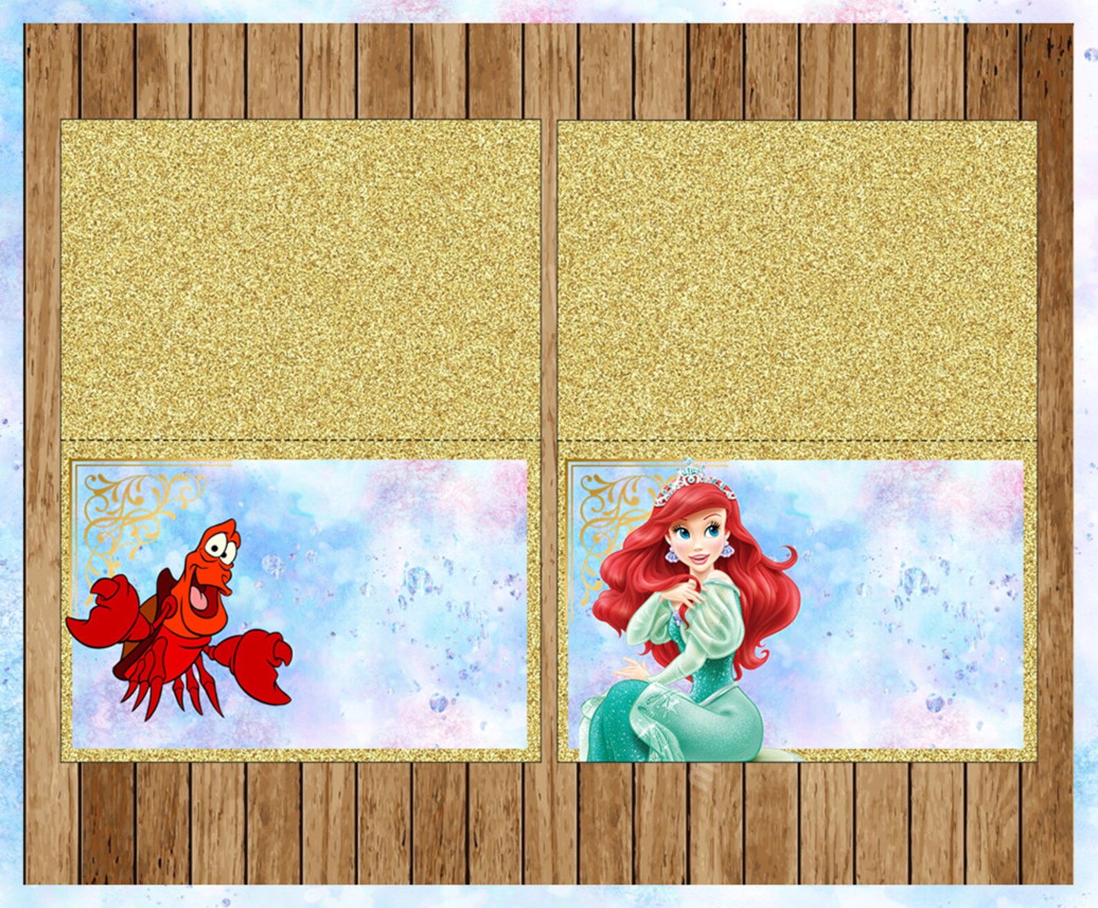 Princess Ariel Food Labels, Printable Princess Food Tent Cards, Litte ...