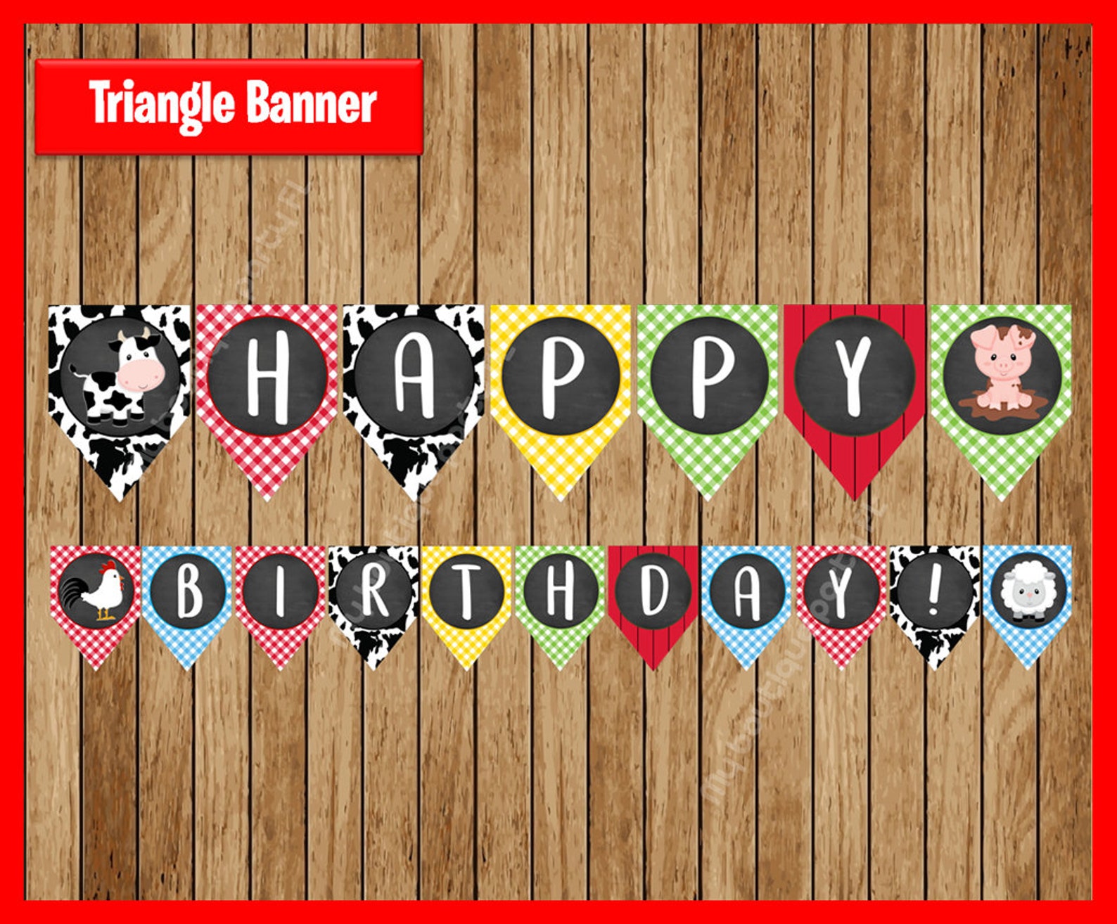 Farm Triangle Banner Printable Farm Banner Farm Party Banner - Etsy