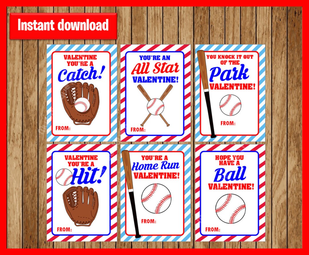 Baseball Valentine Cards , You're a Hit Valentine Cards , Printable You ...