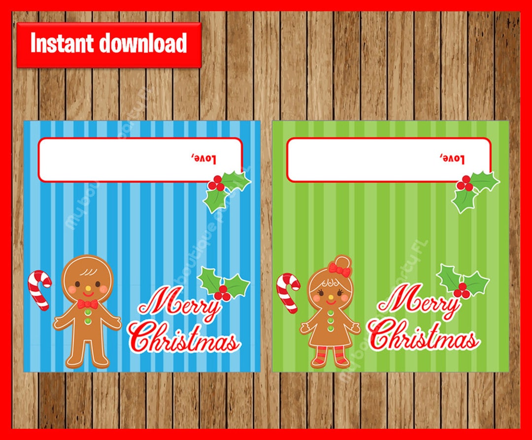 Gingerbread Man Bag Topper, Christmas Treat Bag Toppers Printable DIY ...