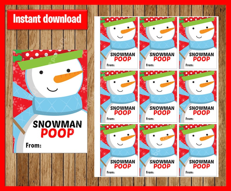 Snowman Poop Gift Tags Christmas Favor Tags Christmas | Etsy