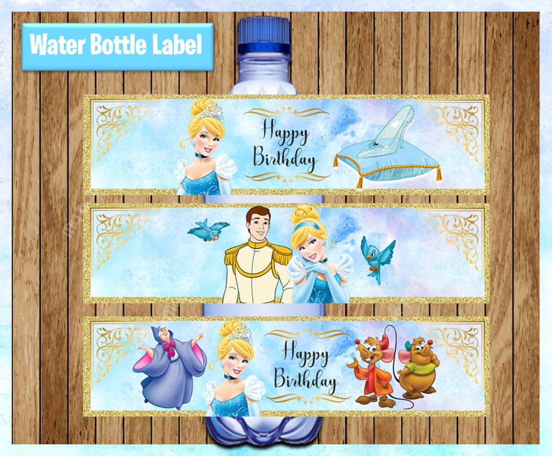 Cinderella Water Bottle Labels, Printable Princess Water Labels ...