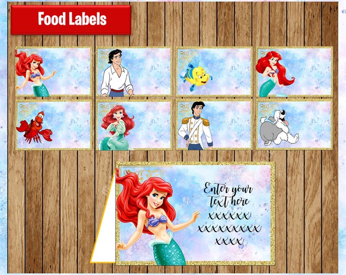 Princess Ariel Food Labels Printable Disney Princess Food | Etsy