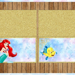 Princess Ariel Food Labels, Printable Princess Food Tent Cards, Litte ...