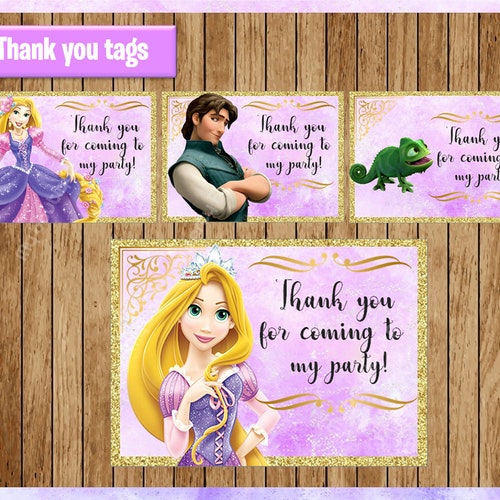 Princess Rapunzel Thank You Tags Printable Disney Princess - Etsy