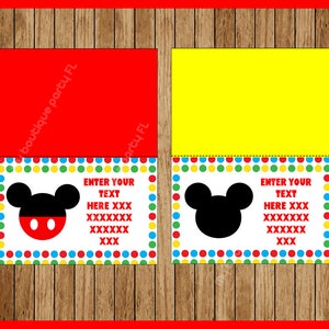Mickey Mouse Food Tent Cards Instant Download, Printable Mickey Mouse ...