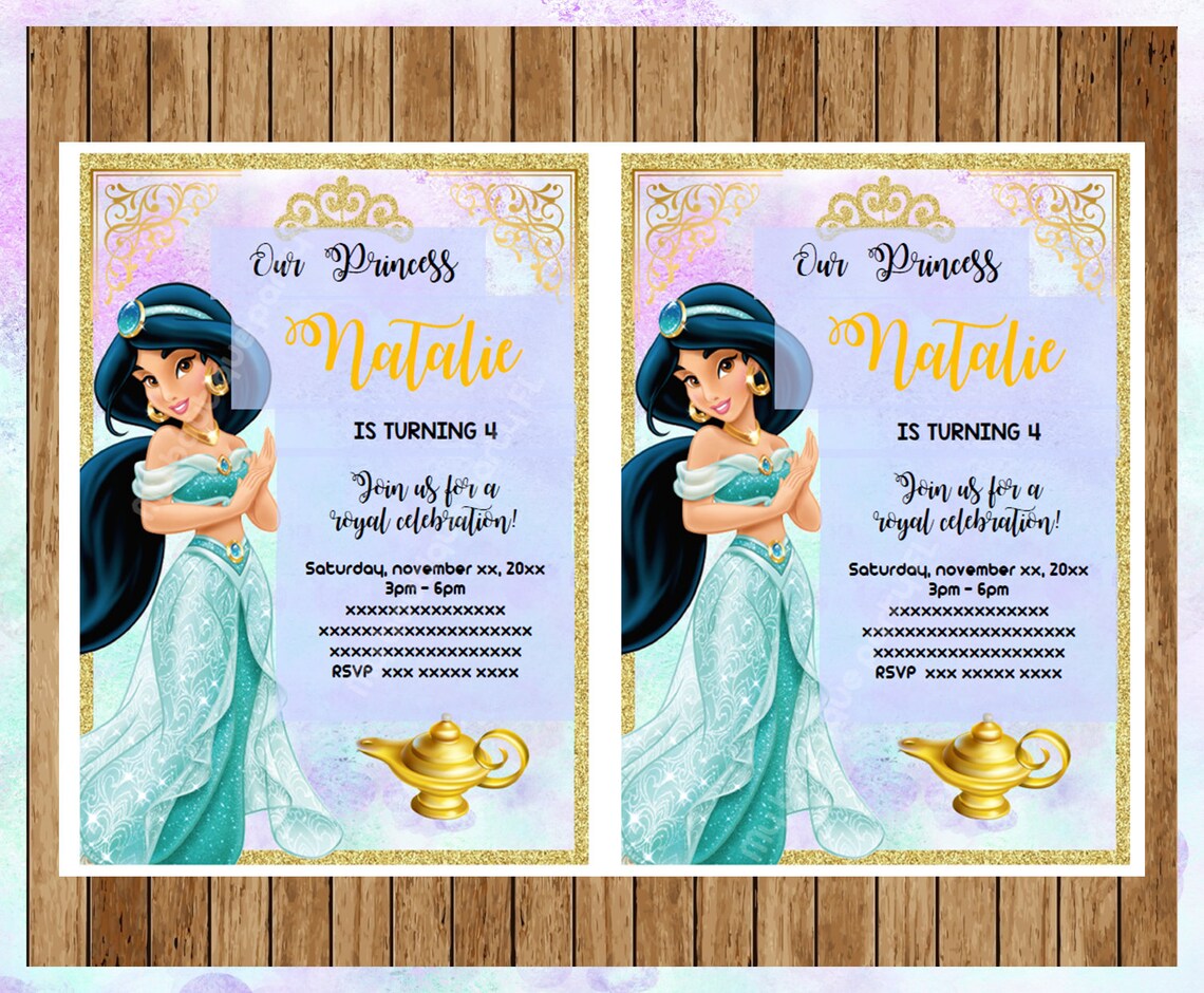 Princess Jasmine Party Invitation, Aladdin Printable Invitation ...