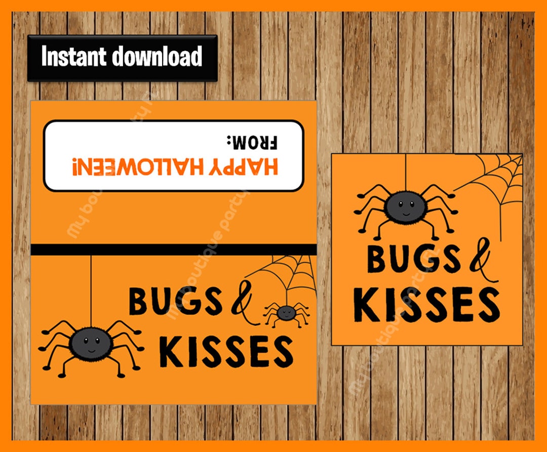 INSTANT DOWNLOAD Bugs & Kisses Gift Tags and Bag Toppers, Halloween ...