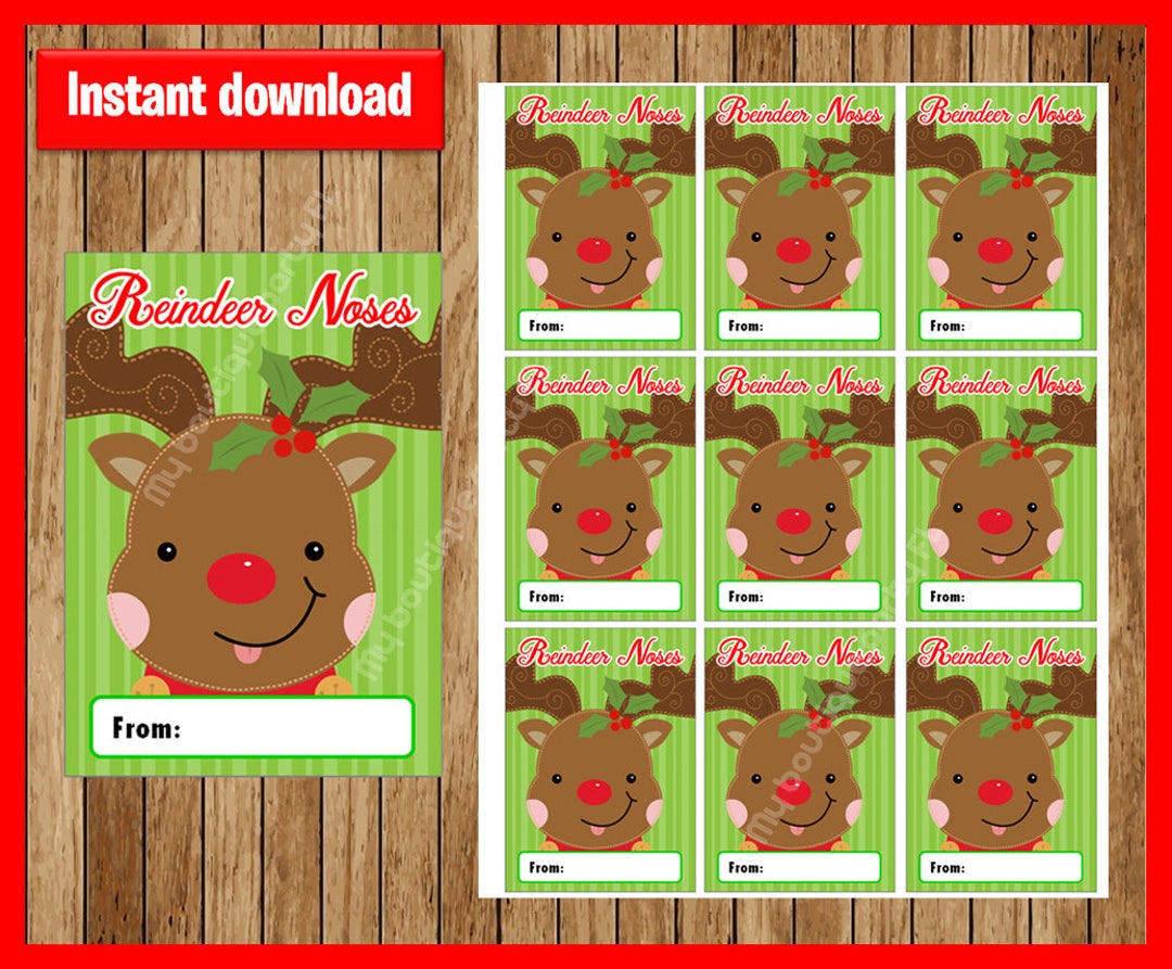 Reindeer Noses Gift Tags Christmas Favor Tags Christmas Present Tags ...