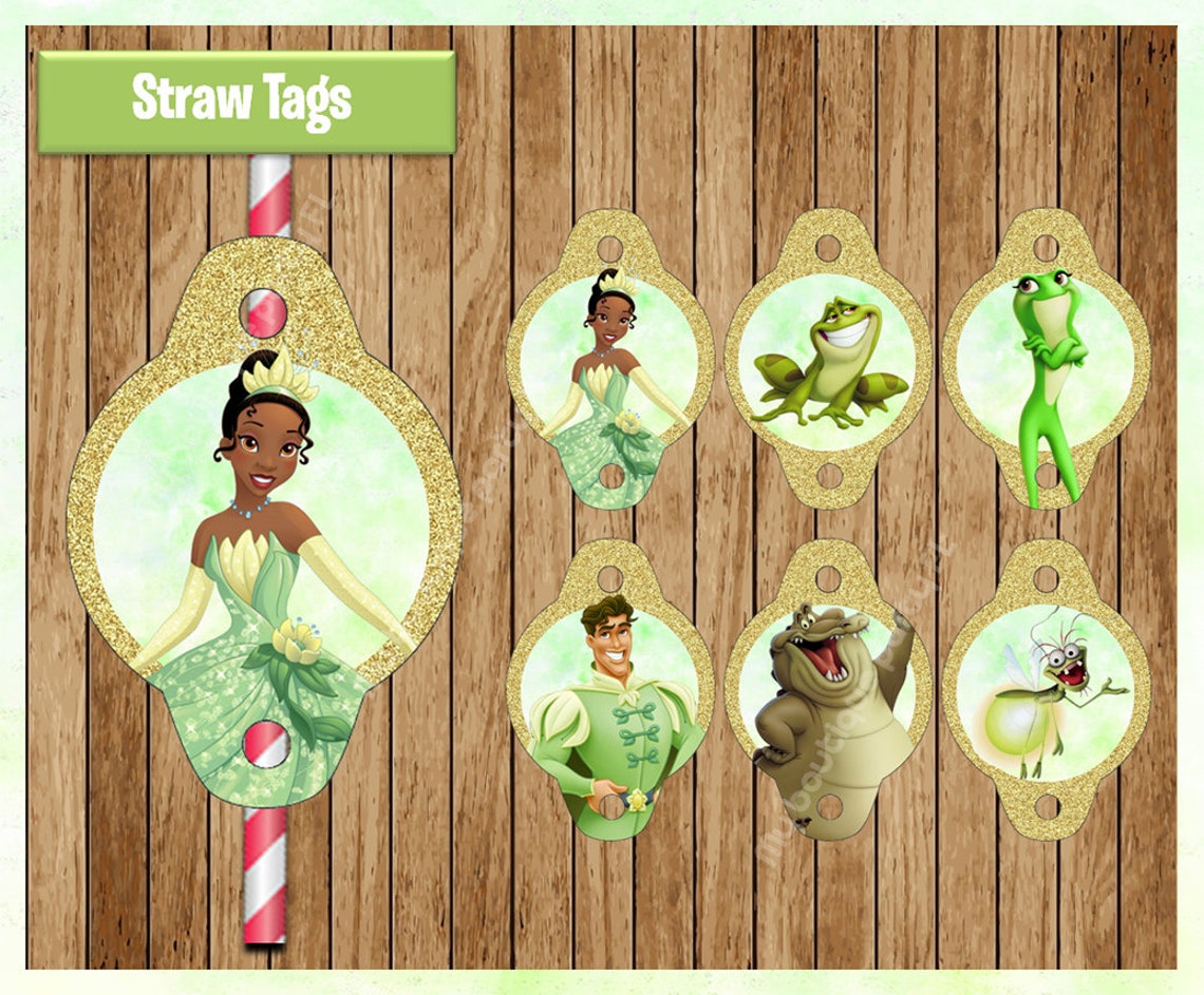 Princess Tiana Straw Toppers, Printable Princess Straw Tags, the ...