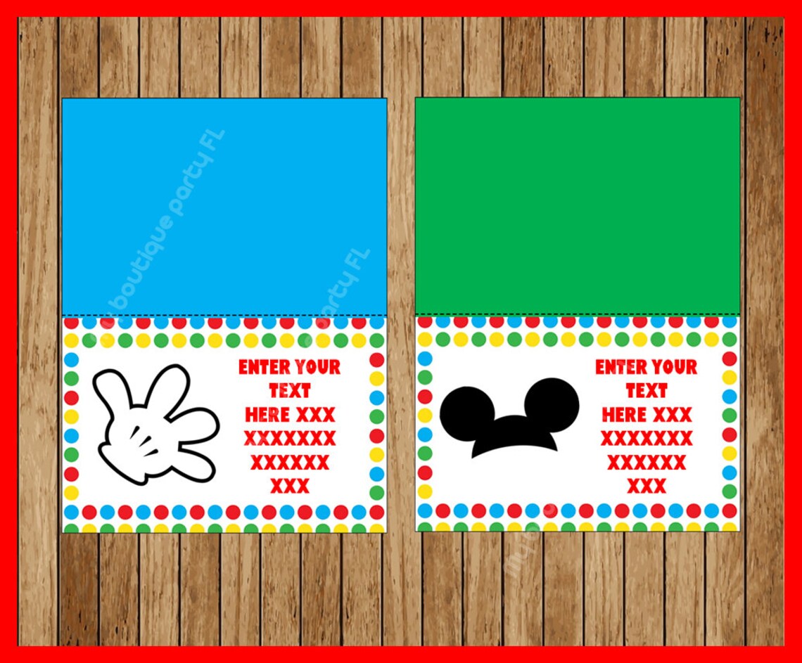 Mickey Mouse Food Tent Cards Instant Download, Printable Mickey Mouse ...